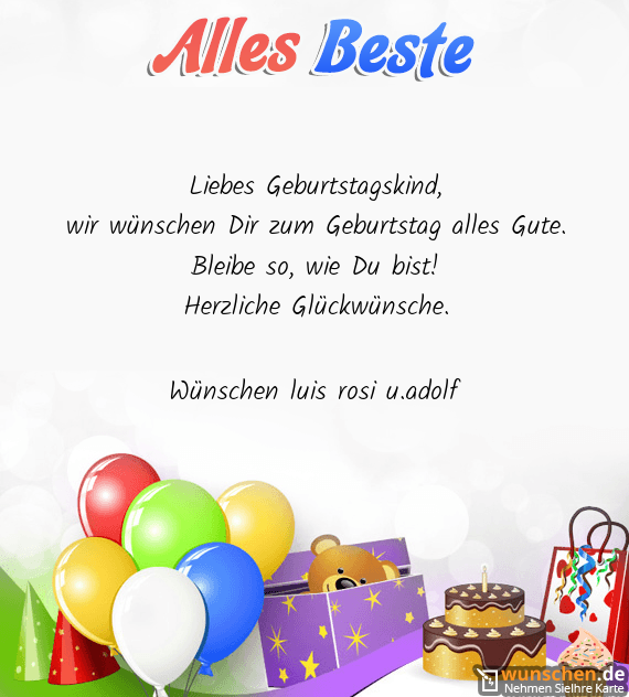 Wir wünschen Dir zum Geburtstag alles Gute - Geburtstag karte Wir wünschen Dir zum Geburtstag alles Gute - Geburtstag karte